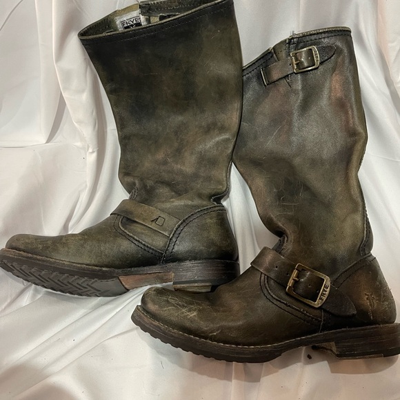 Frye | Shoes | Distressed Frye Veronica Slouch Midcalf Black Boots ...